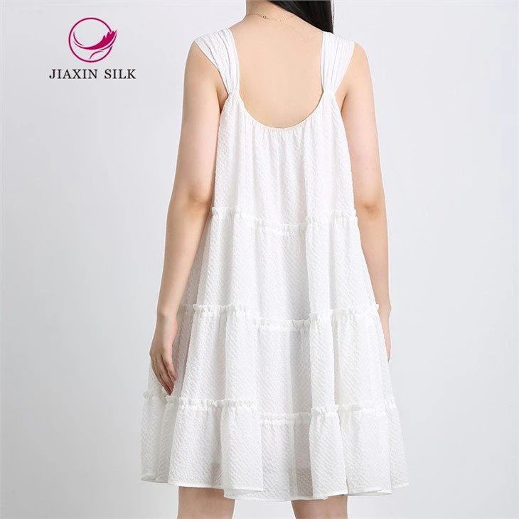 China Customized White Color Polyester Dress For Women Manufacturers ...